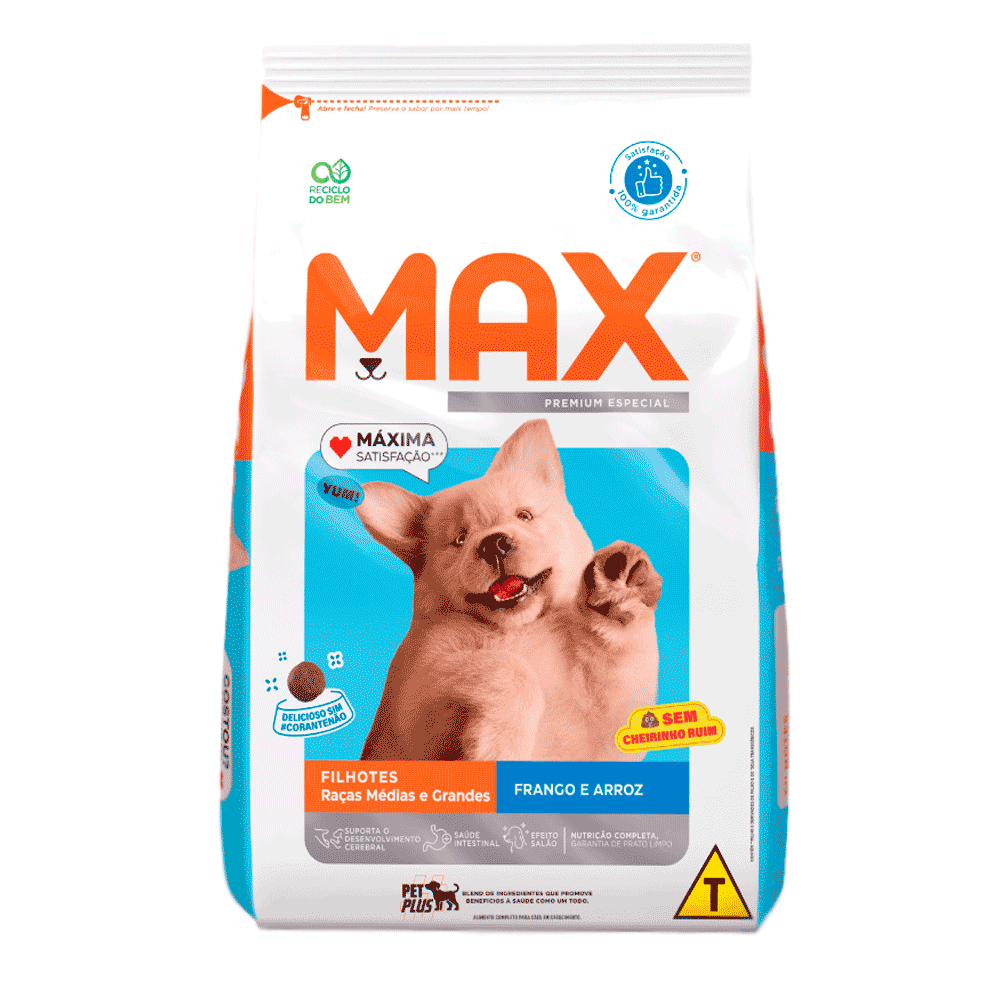 Ração Seca Max Frango e Arroz para Cães Filhotes de Porte Médio e Grande