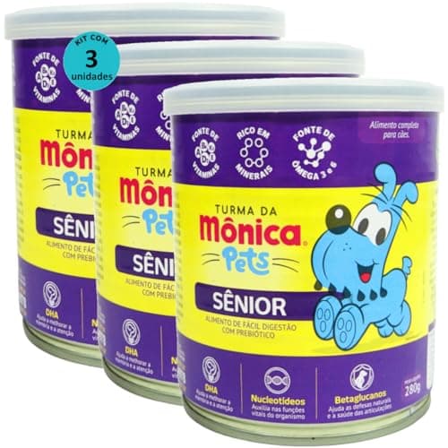 Ração Úmida Turma da Mônica Pets Sênior 280g Para Cães Adultos Kit com 3