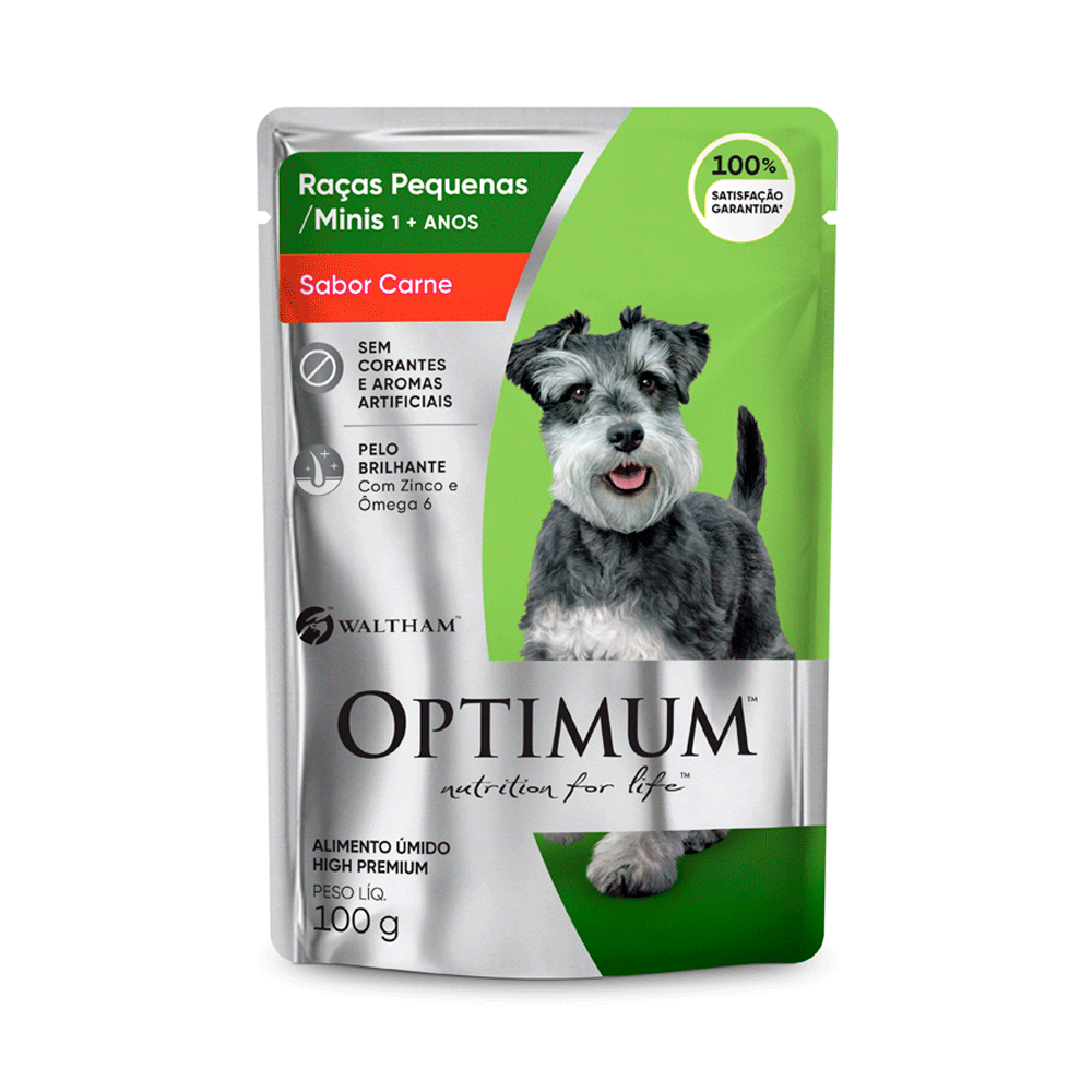 Ração Úmida Optimum Sachê para Cães Adultos Porte Pequeno e Minis Sabor ...