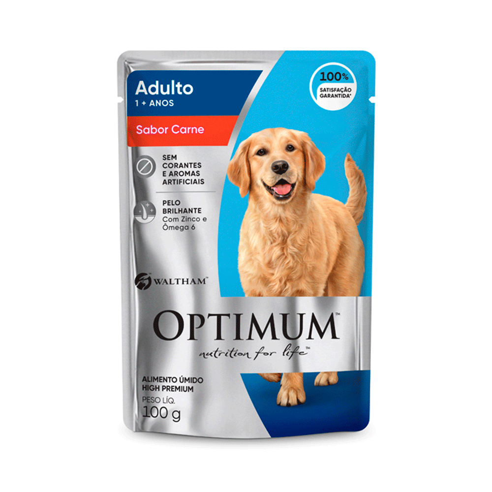 Ração Úmida Optimum Sachê para Cães Adultos Sabor Carne